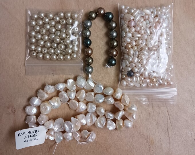 Destash Mixed Faux and Real Pearl Beads Lot - Etsy