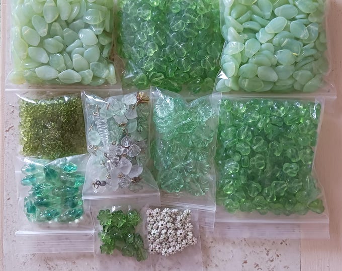1lb Destash Green Glass Flowers Leaves Beads Lot - Etsy