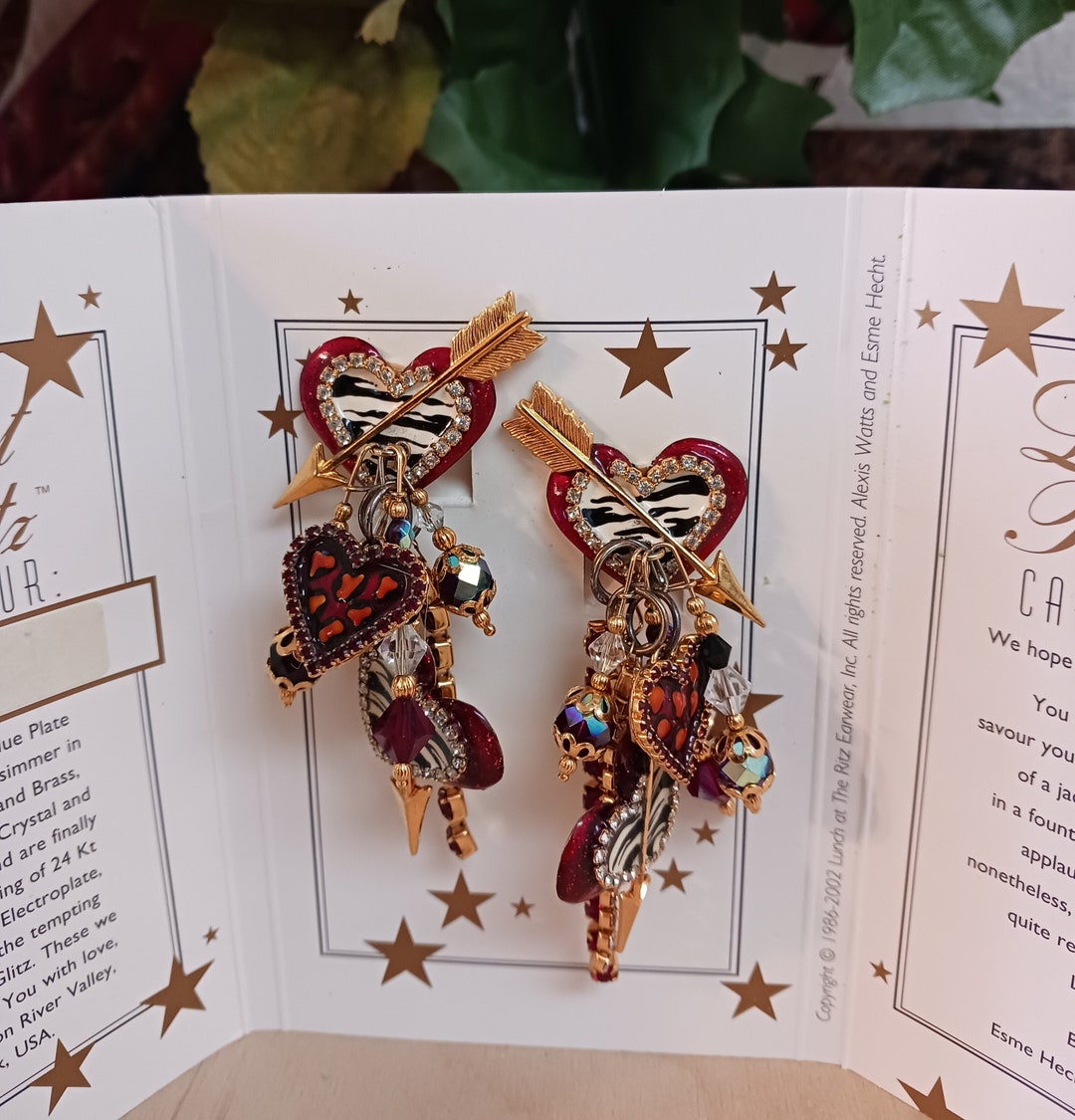 Vintage Lunch at the Ritz LATR Heart Knosh Clip on Earrings - Etsy