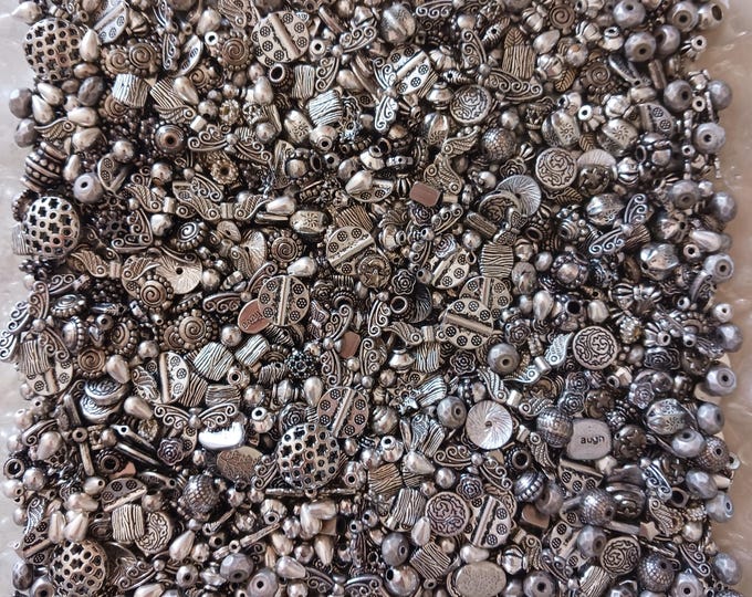 2lb Destash Silver Metal Mixed Beads Lot - Etsy