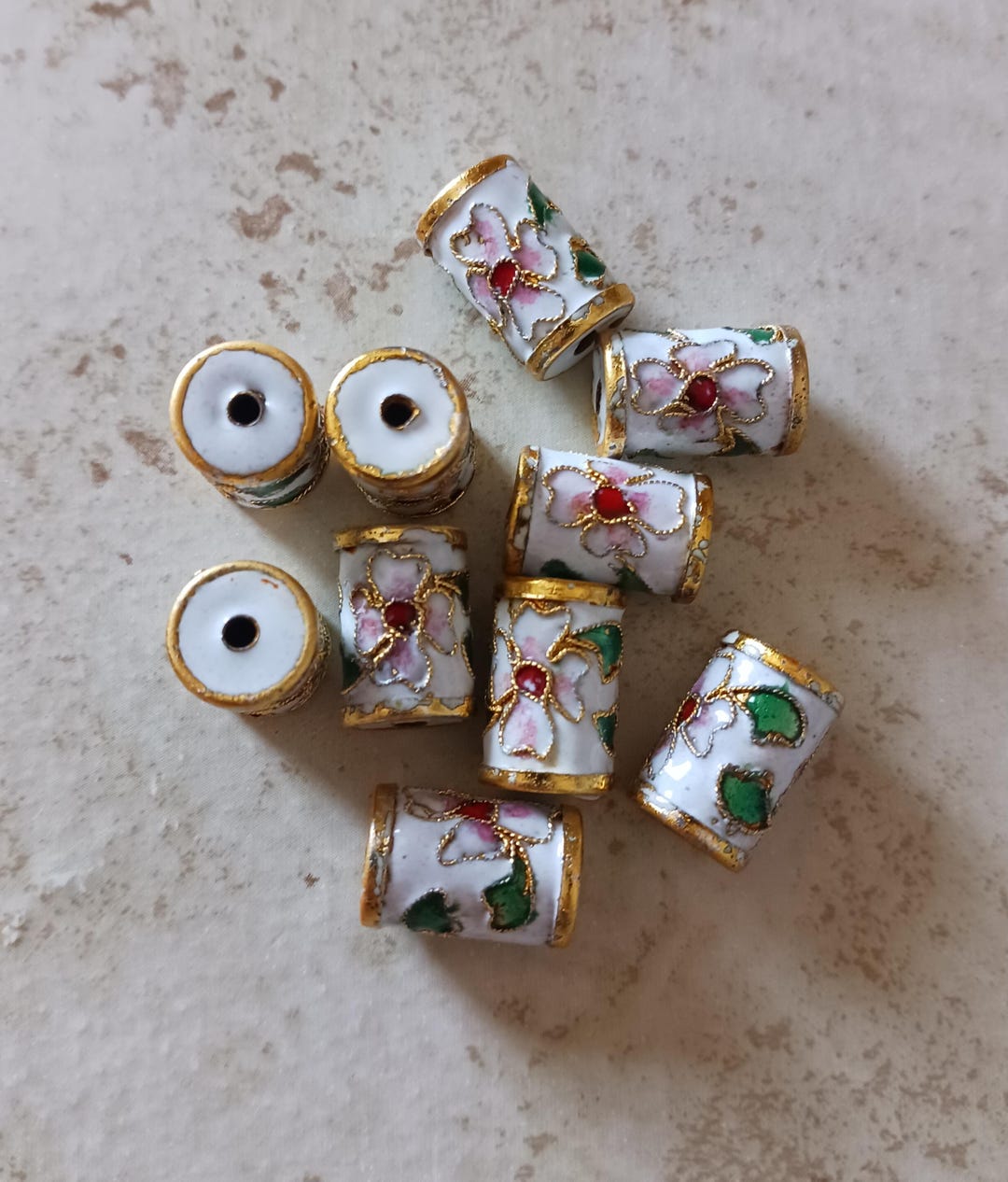 10pc White Column Barrel Shape Cloisonne Beads 16mm X 9mm - Etsy