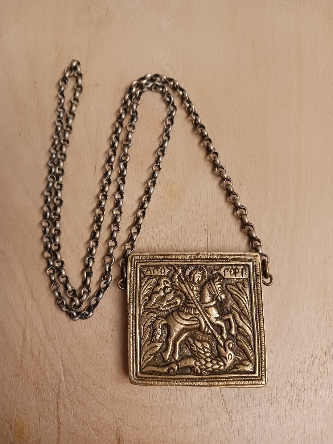 Vintage St. George Square Amulet Box Pendant With Paper Note Inside ...