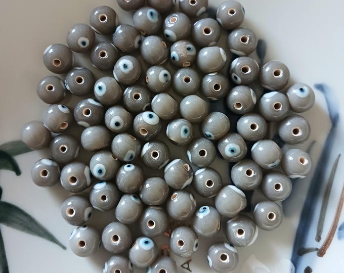 73pc Gray Glass Blue Spot Evil Eye 10mm 12mm Beads - Etsy
