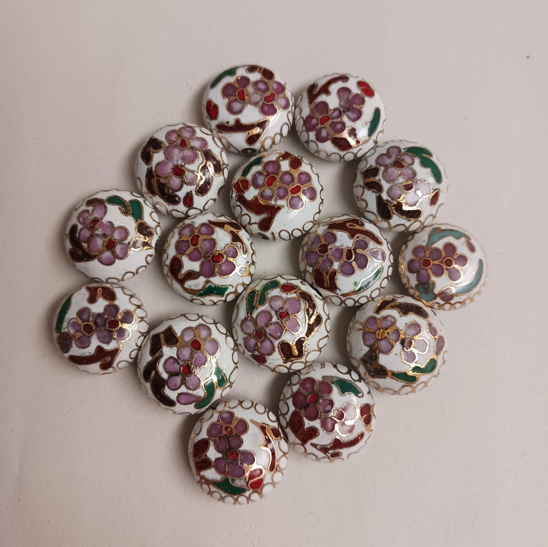 15pc White Puffy Coin 16mm Cloisonne Beads - Etsy
