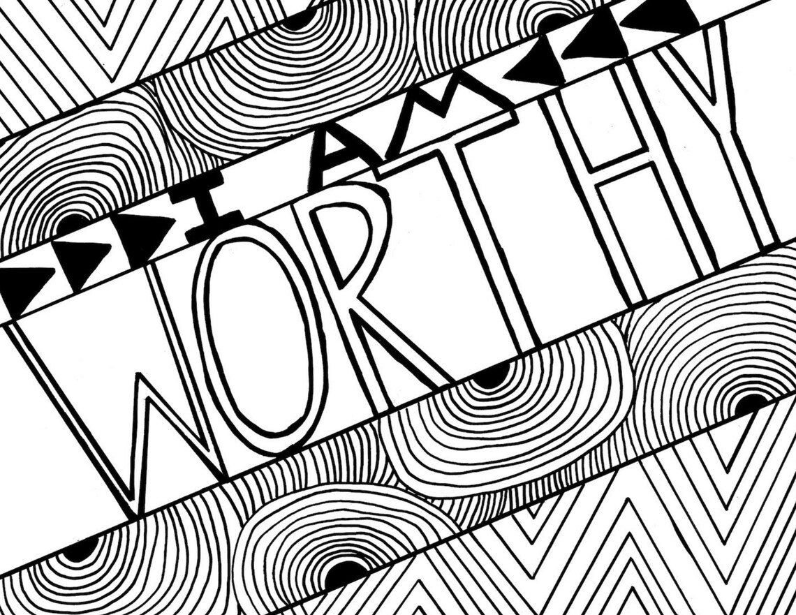 I Am Worthy. Coloring Page. Digital Download. Printable Coloring Page ...
