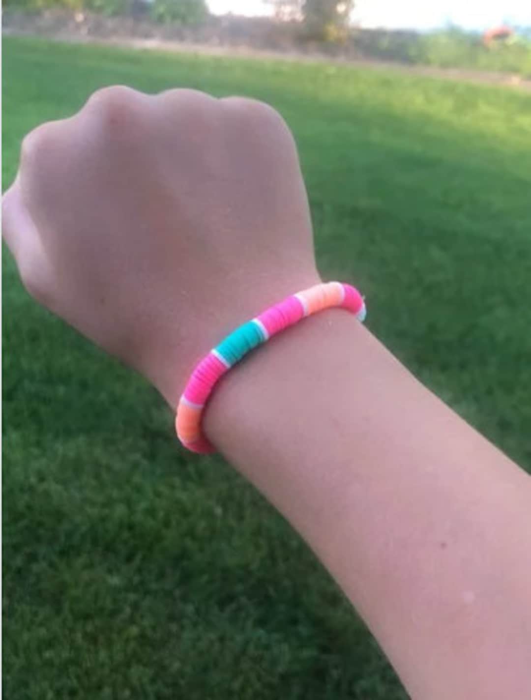 Colorful Clay Bead Bracelet - Etsy