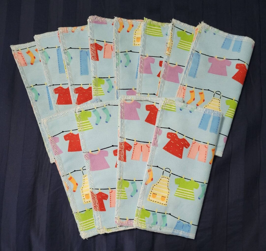 12- Double-sided Reusable Flannel Face Wipes, Hand Cloths, Baby Wipes ...