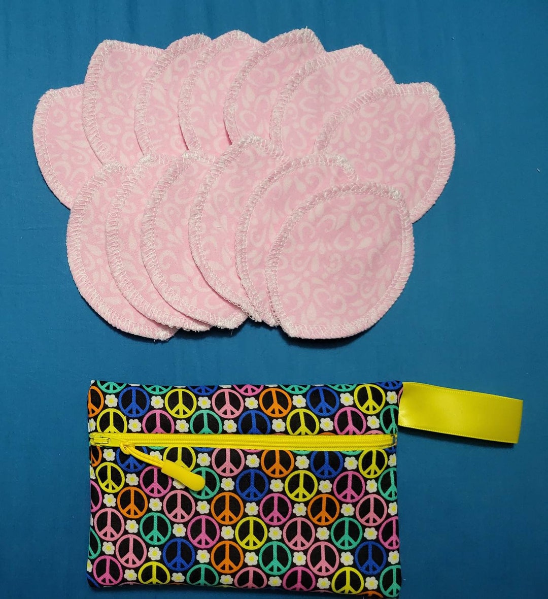 Set/13 Reusable Interlabial Pads (petals) and Mini Wet Bag. >yellow ...
