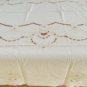 Extra Large Oblong Linen Tablecloth, Shabby Chic Decor Linen 72" X 126 ...