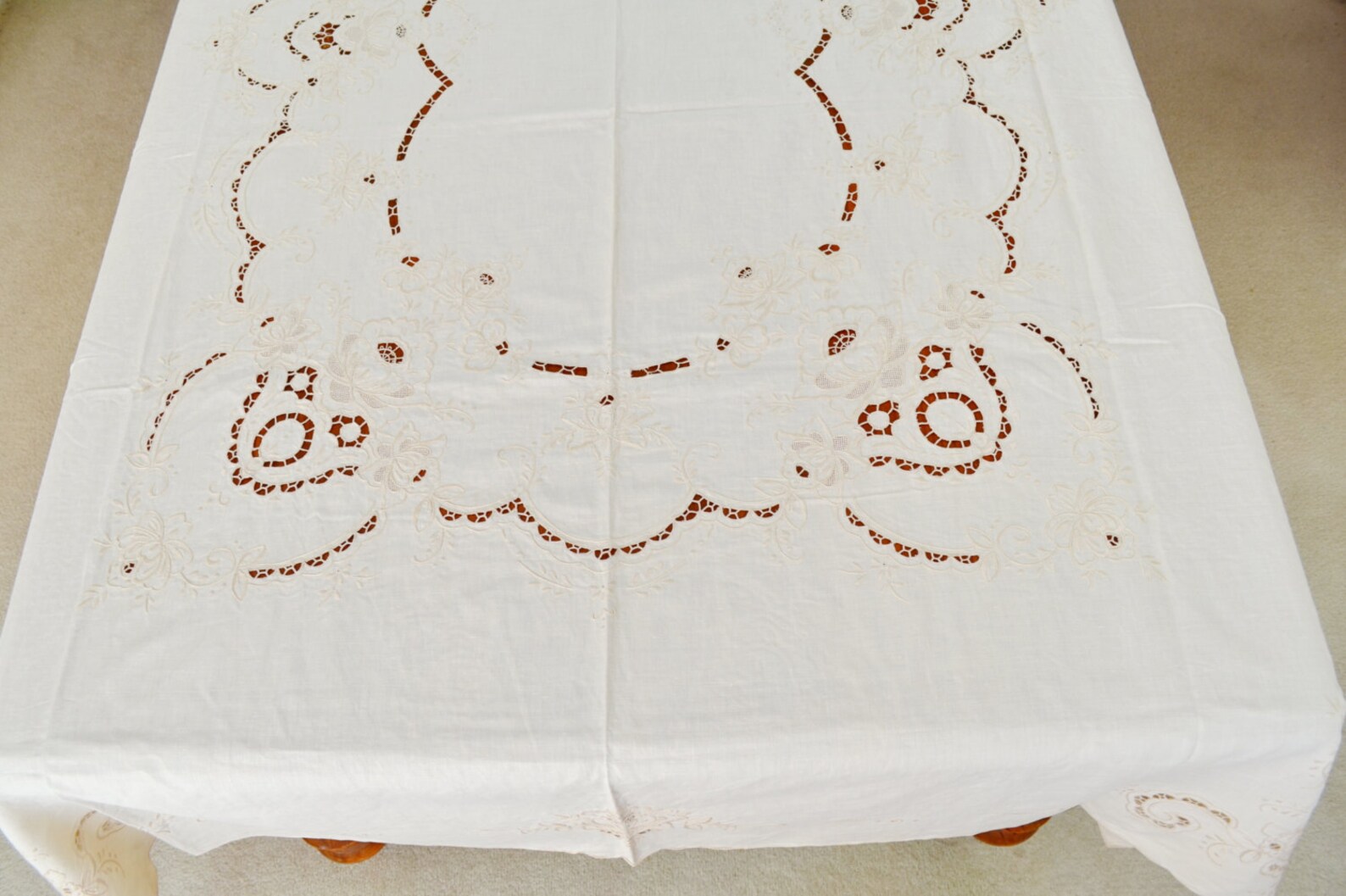 Extra Large Oblong Linen Tablecloth, Shabby Chic Decor Linen 72" X 126 ...