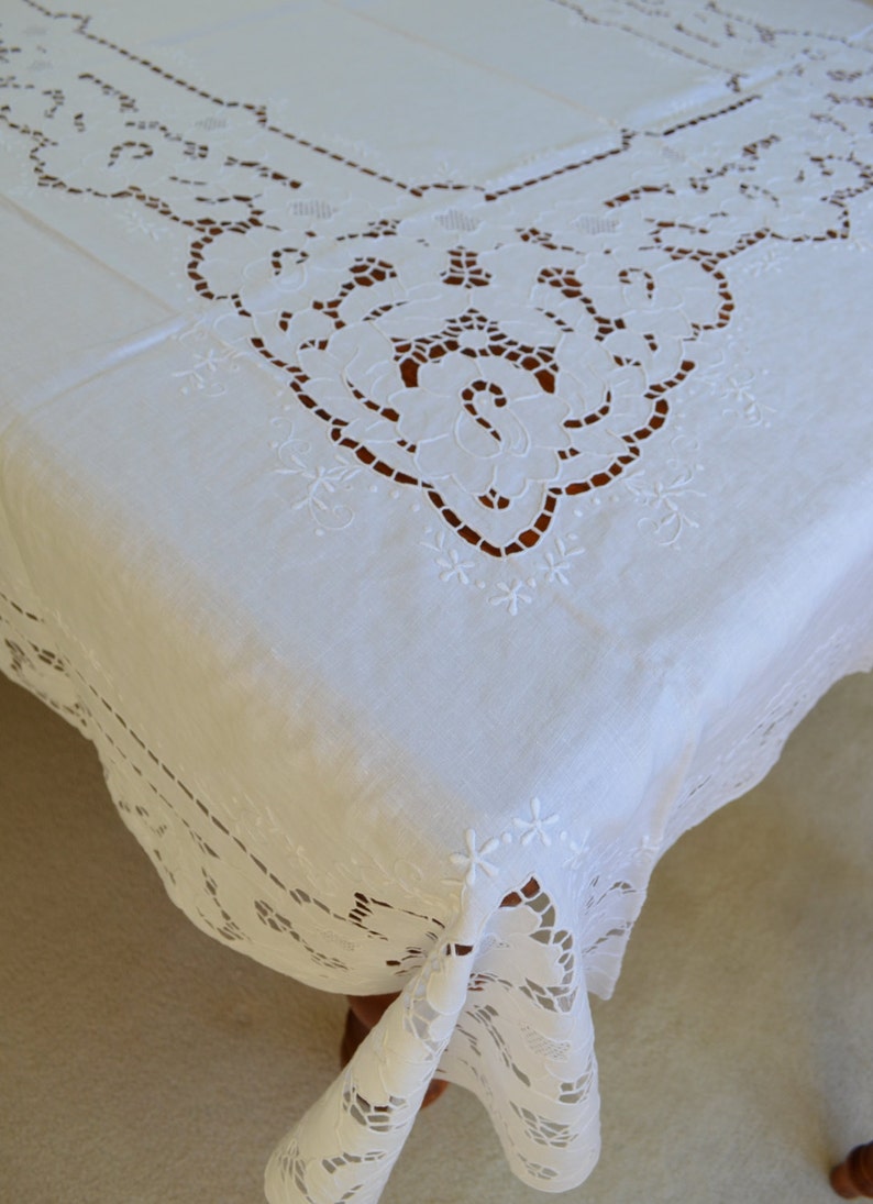 Oblong Linen Tablecloth Shabby Chic Decor Linen 72 X - Etsy