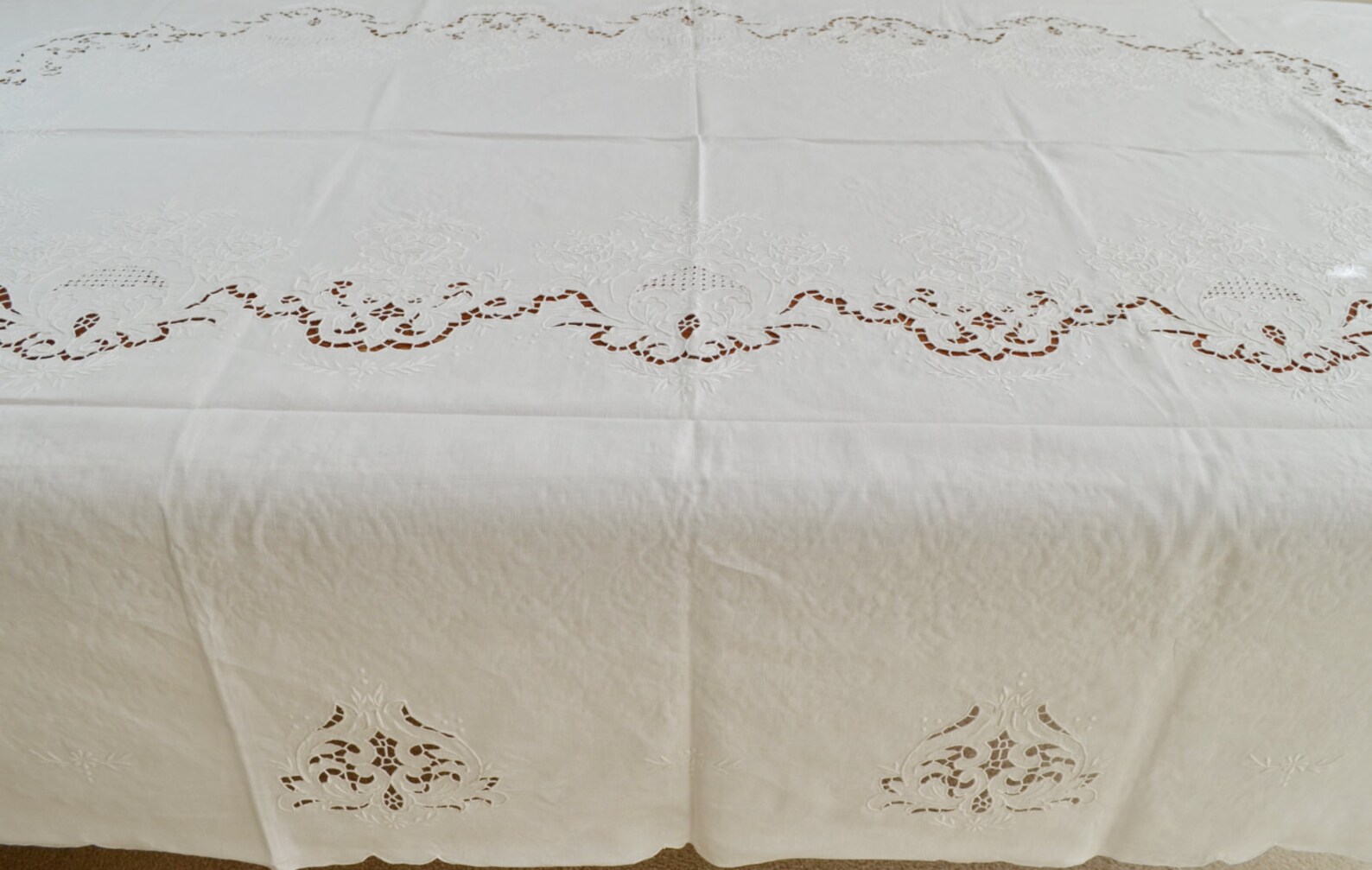 Banquet Oblong Linen Tablecloth, Shabby Chic Decor Linen 72" X 108 ...