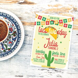 Fiesta Invitation, Taco Twosday Birthday Invitation, Mexican Party ...