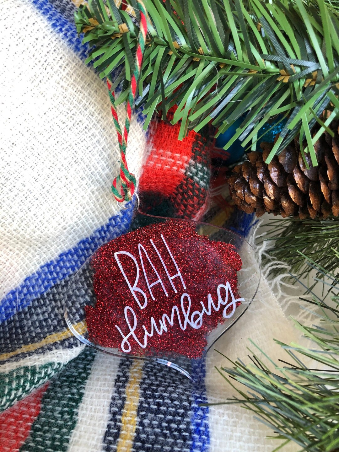 Hand Lettered 'bah Humbug' Christmas Ornament: Acrylic Scrooge Holiday ...