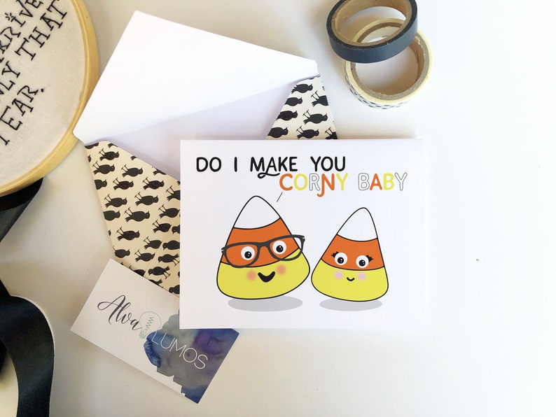 Do I Make You Corny Baby Funny Halloween Card Happy Halloween | Etsy