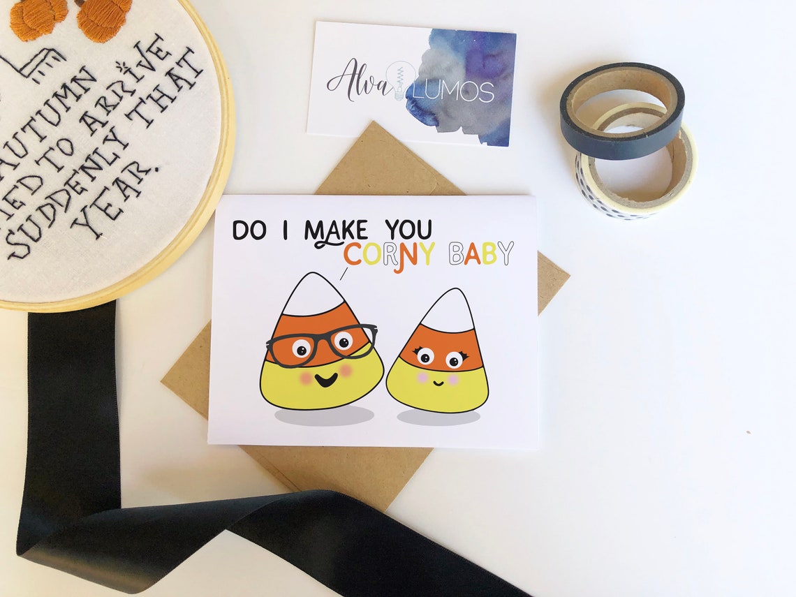 Do I Make You Corny Baby Funny Halloween Card Happy Halloween | Etsy