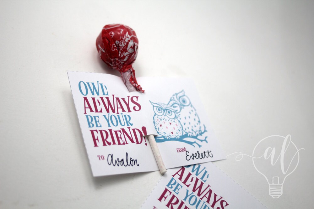 Owl Always be your friend Kids valentines kids valentine | Etsy