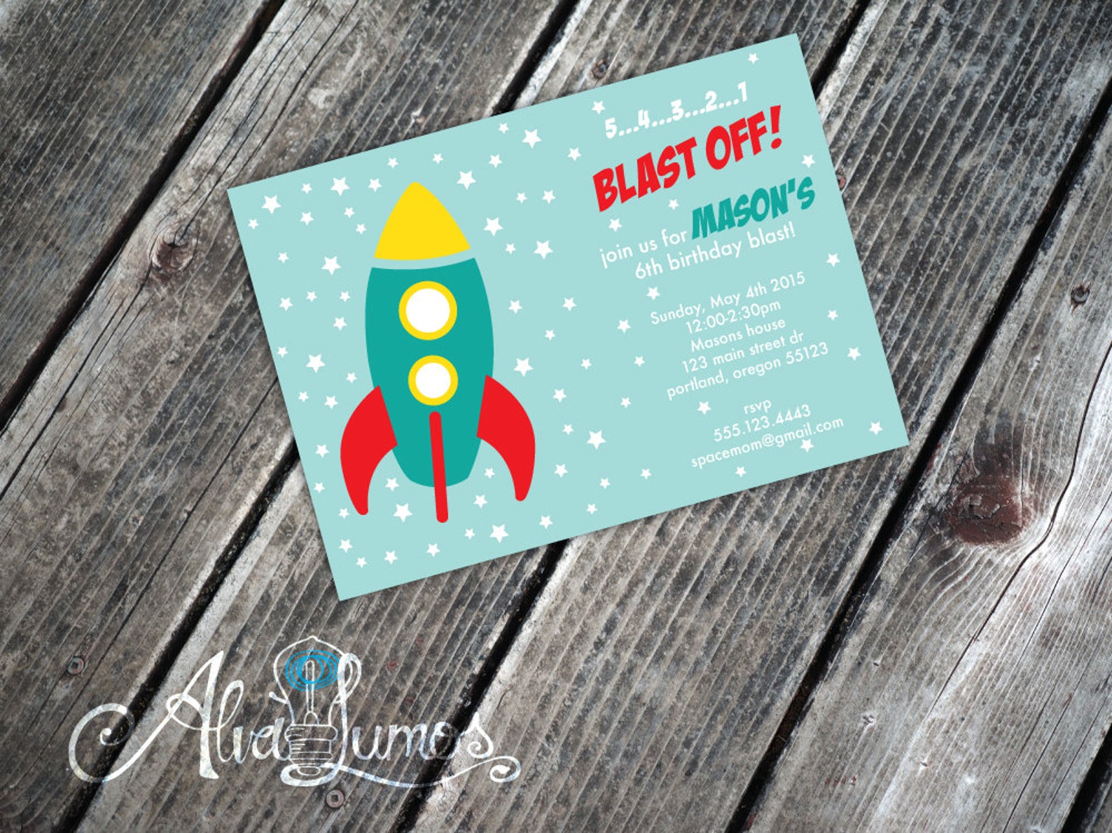 Space Birthday Party Invitation Rocket Invitation Outer - Etsy