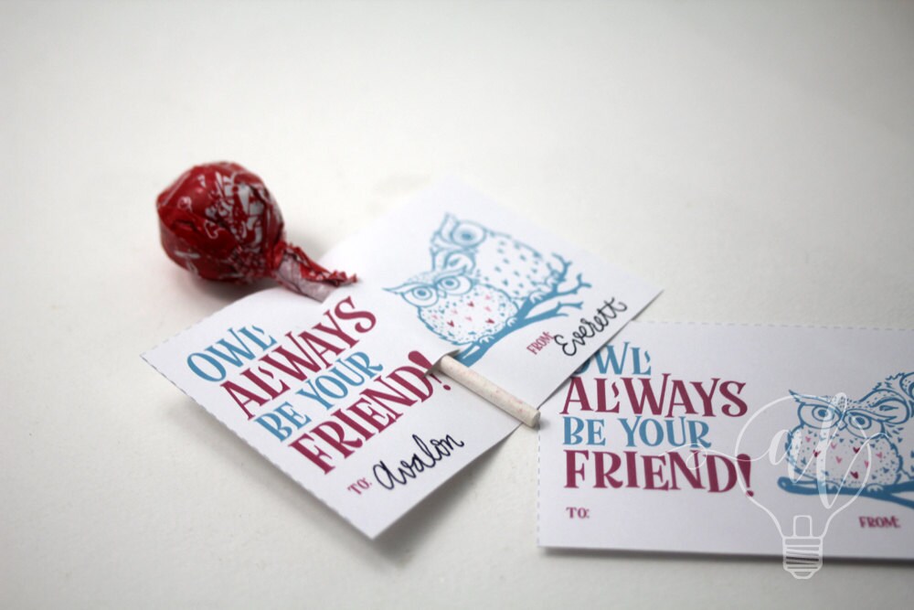 Owl Always be your friend Kids valentines kids valentine | Etsy