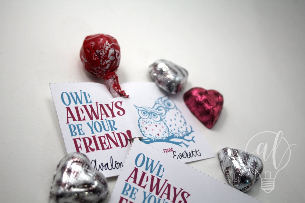 Owl Always be your friend Kids valentines kids valentine | Etsy