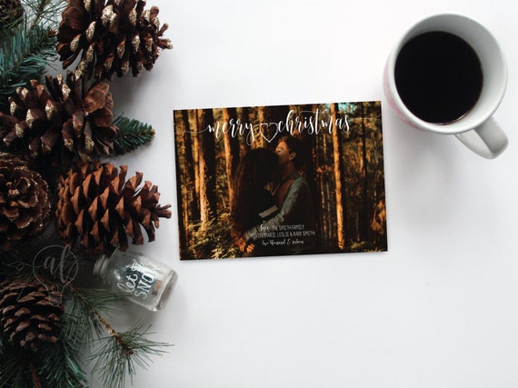 Photo Christmas Card Merry Christmas Script Christmas Card | Etsy