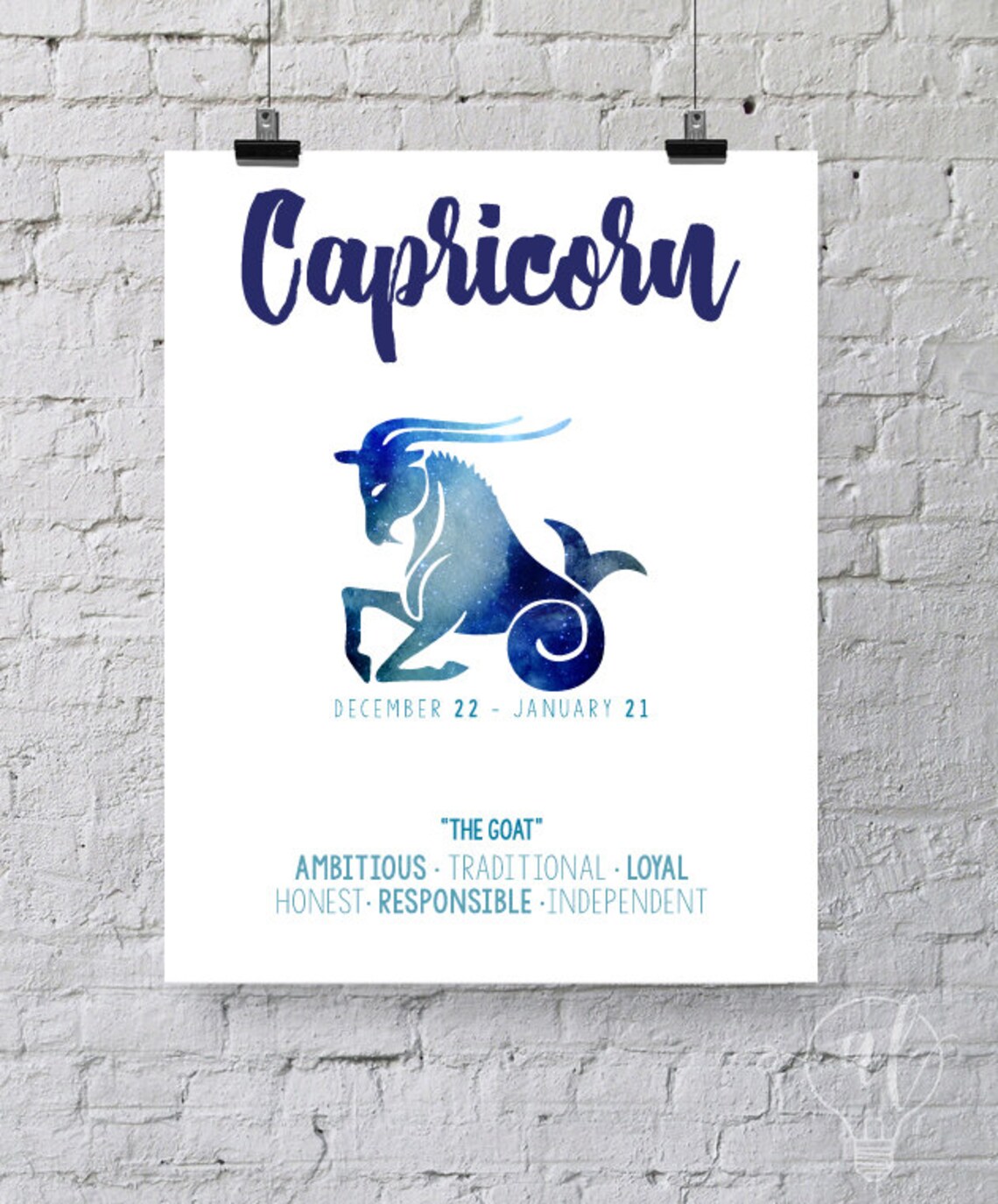 Capricorn Zodiac Wall Art Zodiac Art Wall Art - Etsy