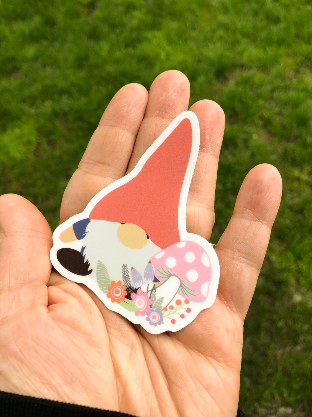 Garden Gnome Vinyl Sticker: Floral Woodland Fairy Decal - Etsy