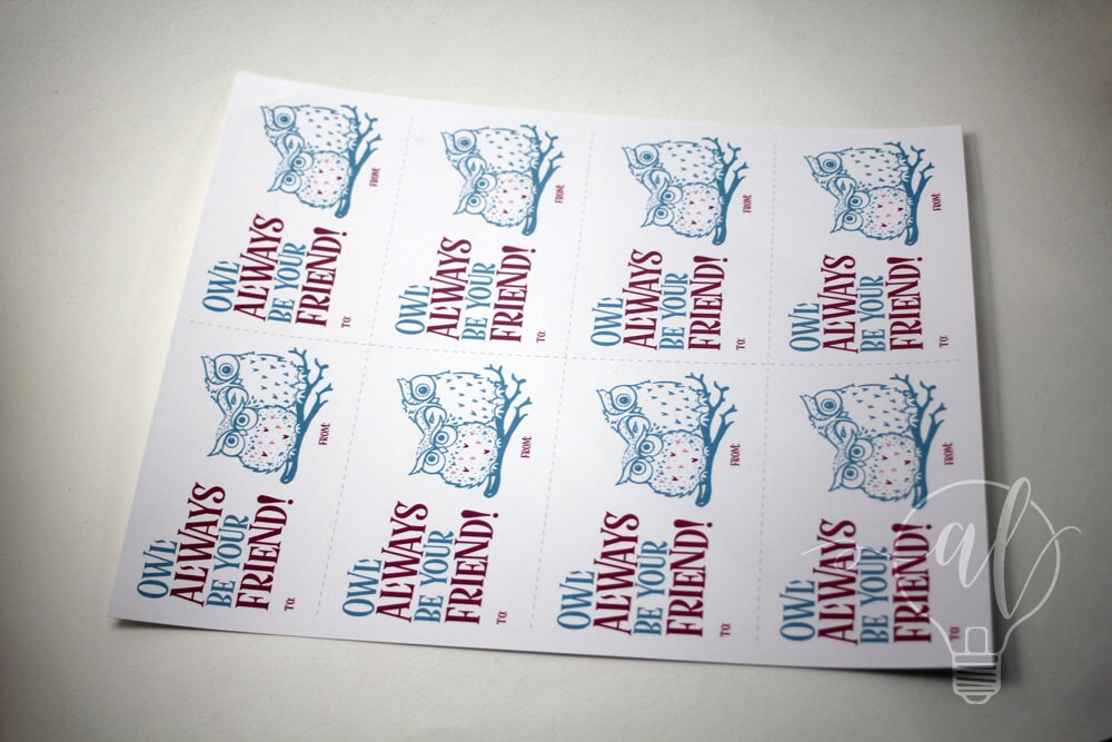 Owl Always be your friend Kids valentines kids valentine | Etsy