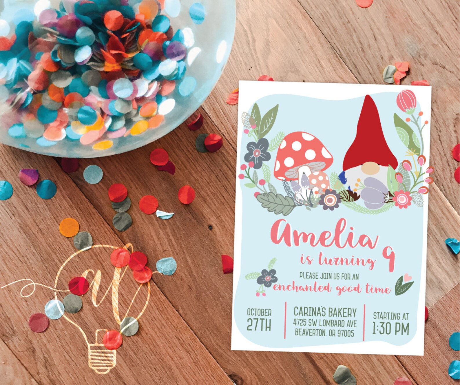 Gnome Birthday Invitation Invitation Gnome Birthday Party | Etsy