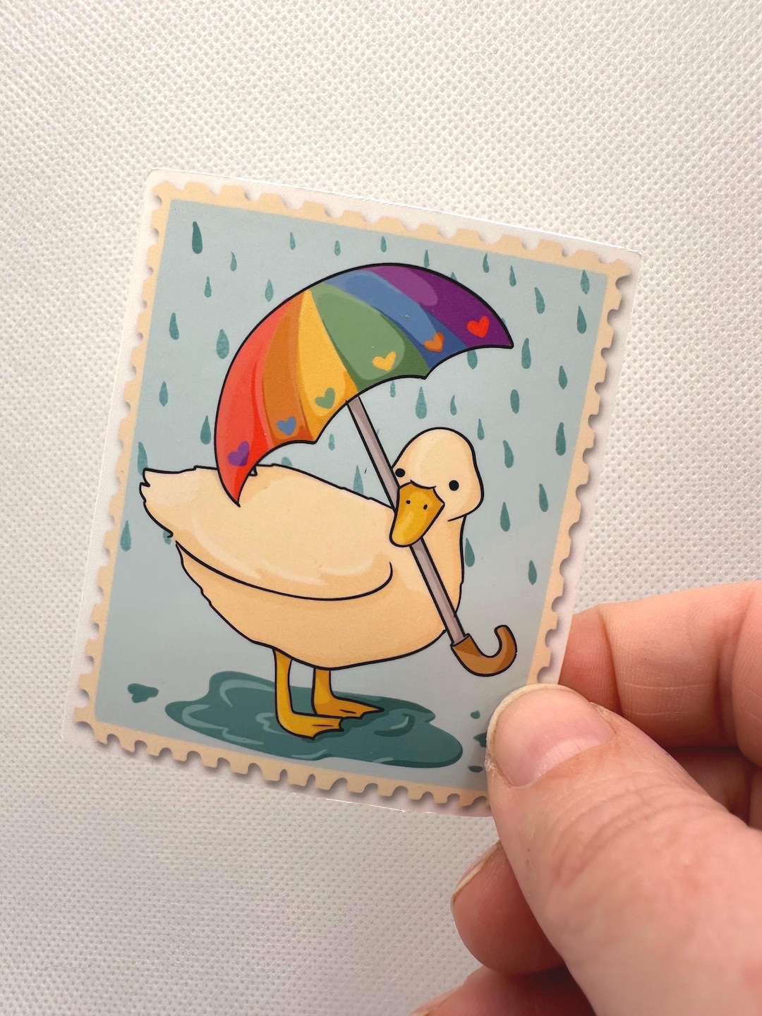 Rainbow Umbrella Duck | Self Expression Sticker | Cute Duck Sticker ...