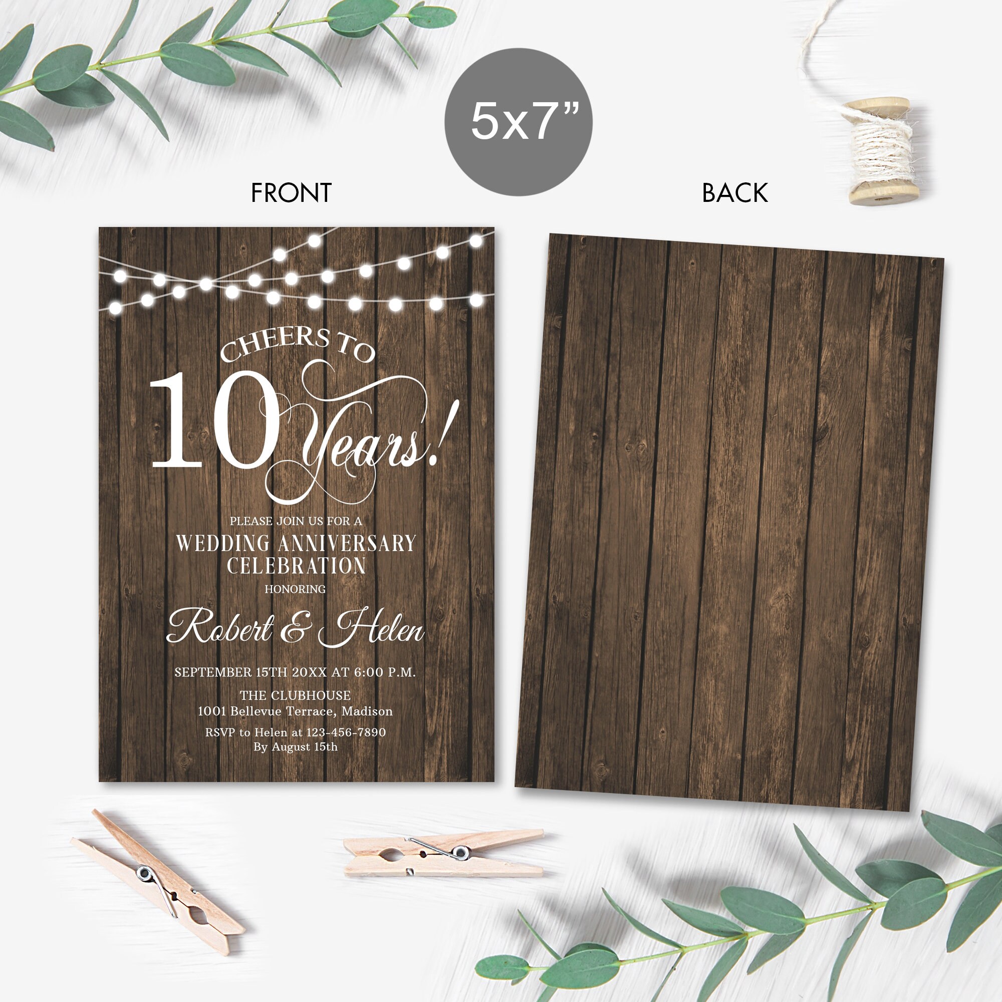 10th Wedding Anniversary Party Invitation INSTANT DOWNLOAD Etsy