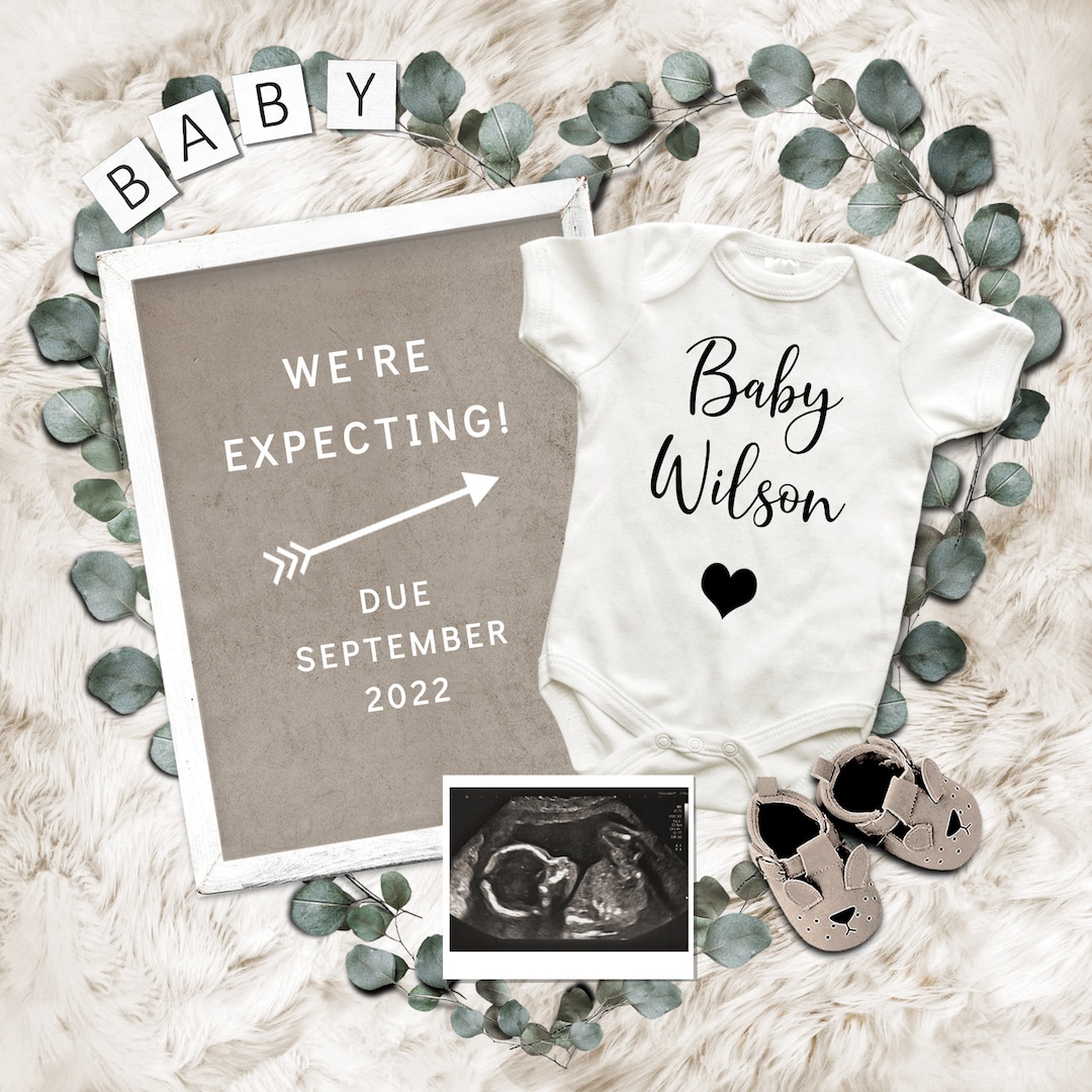 Gender Neutral Pregnancy Announcement: Beige Social Media Template ...
