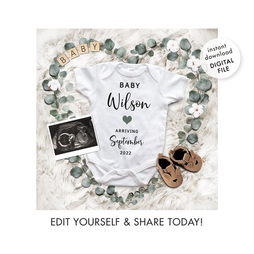 Digital Pregnancy Announcement Social Media Gender Neutral Etsy