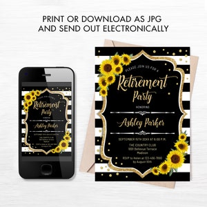Sunflowers Retirement Party Invitation INSTANT DOWNLOAD Digital ...