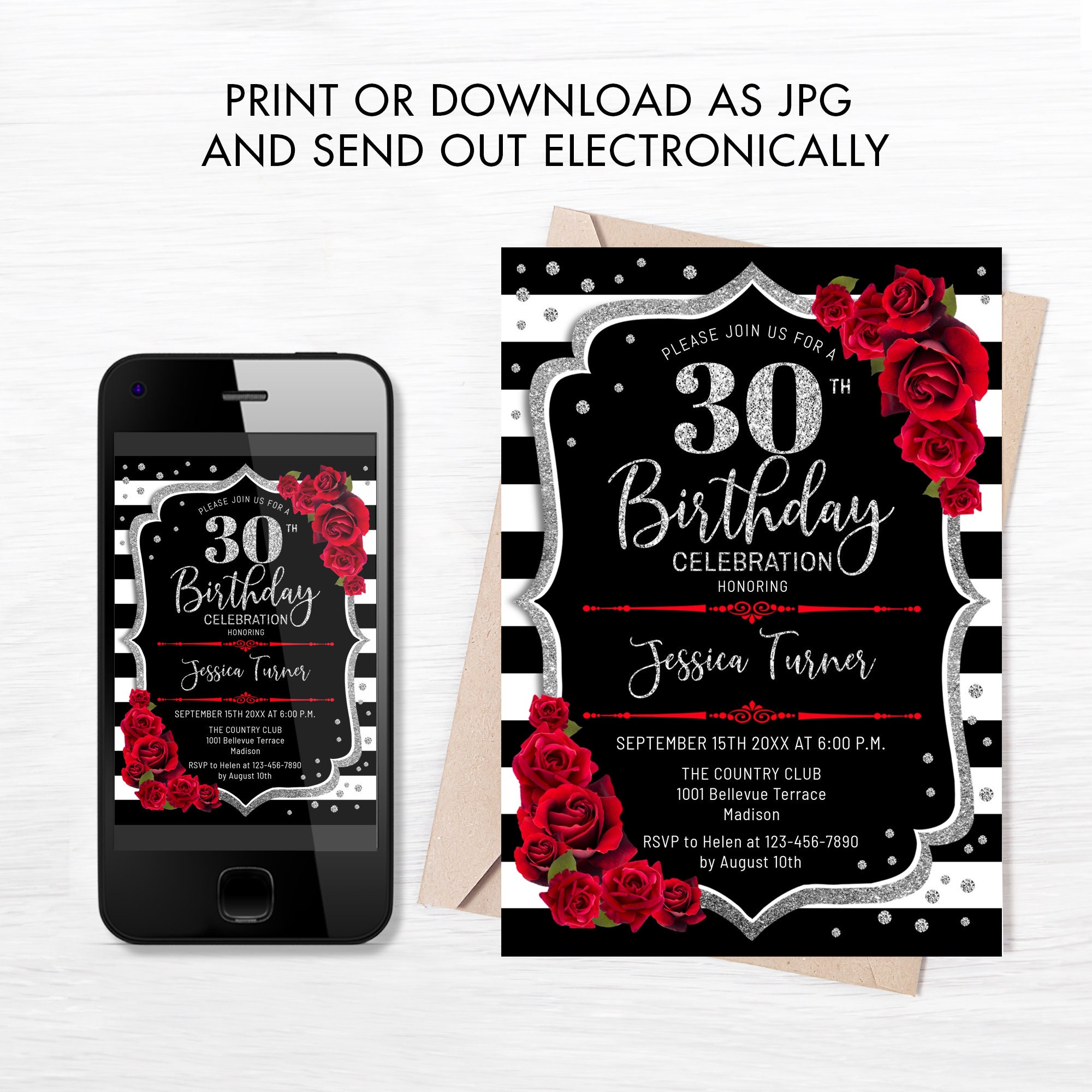 Editable 30th Birthday Invitation ANY age INSTANT DOWNLOAD | Etsy