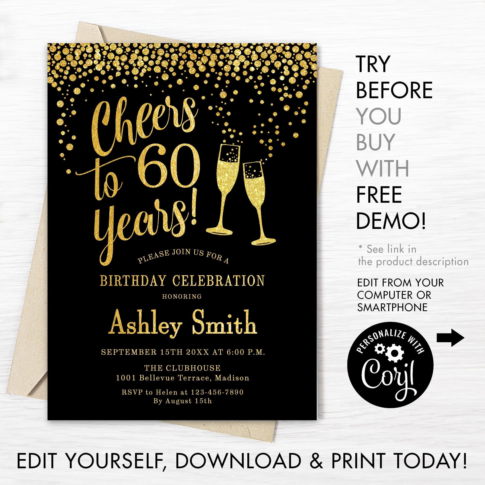 60th Birthday Card Free Printable Template Greetings Discount 