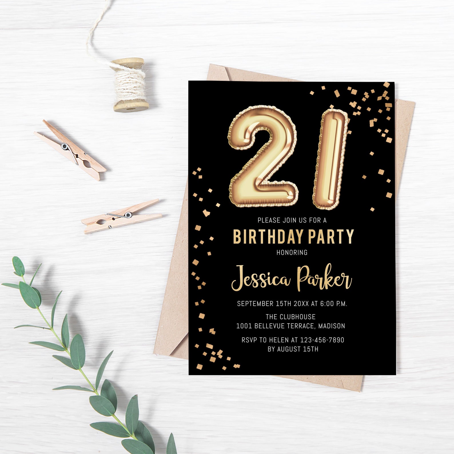 21st Birthday Party Invitation - INSTANT DOWNLOAD Digital Template ...