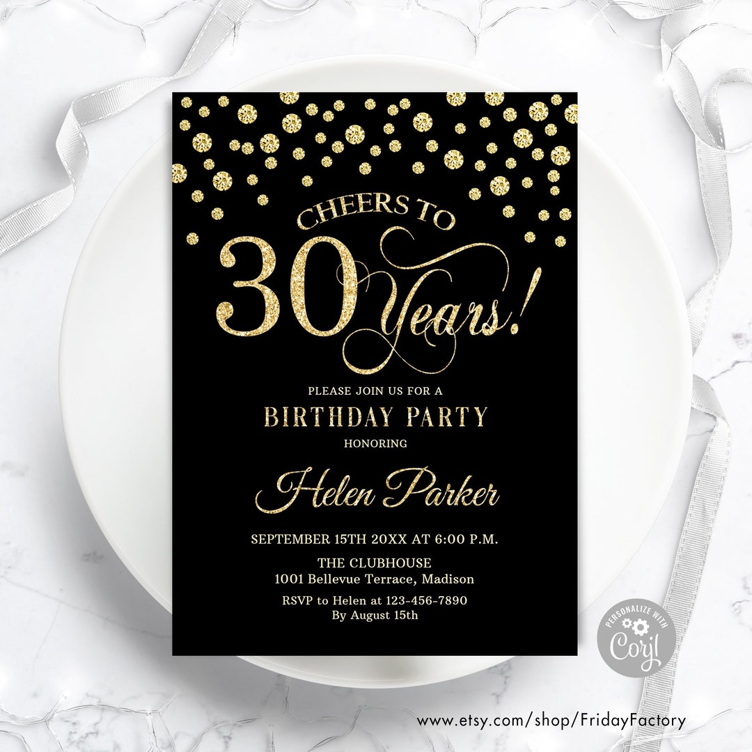 30th Birthday Invitation INSTANT DOWNLOAD Digital Template. ANY Age ...