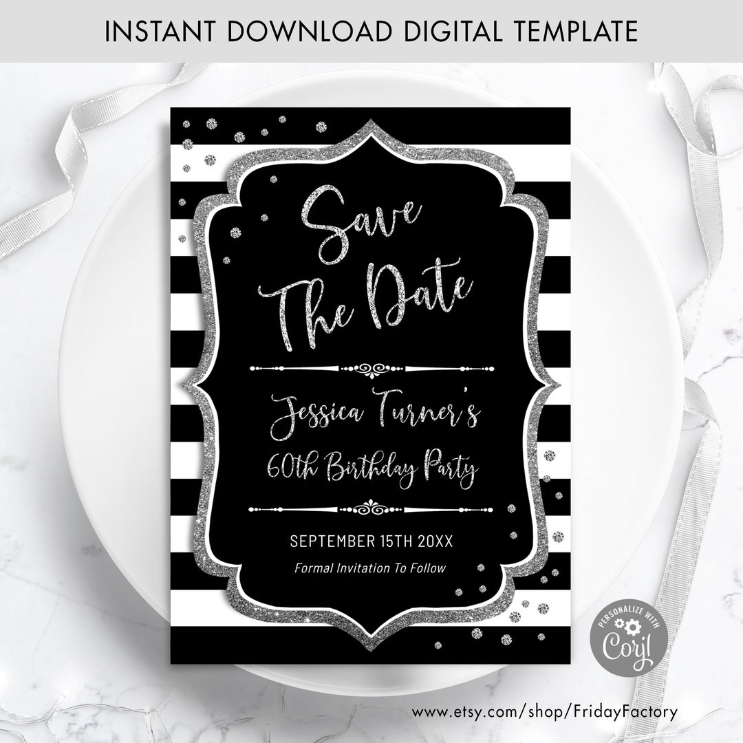 Save the Date Birthday Invitation INSTANT DOWNLOAD Digital - Etsy