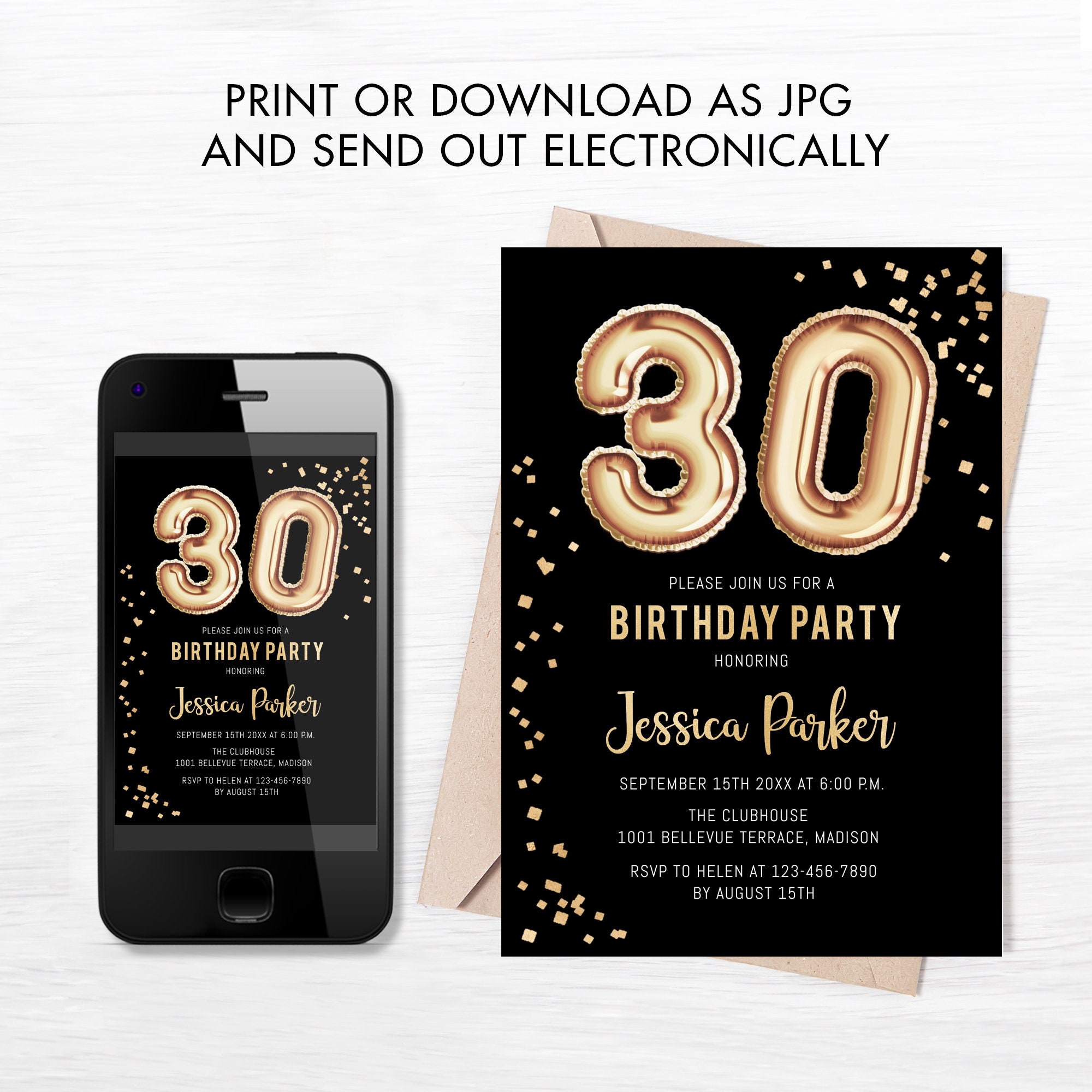 30th Birthday Party Invitation INSTANT DOWNLOAD Digital | Etsy