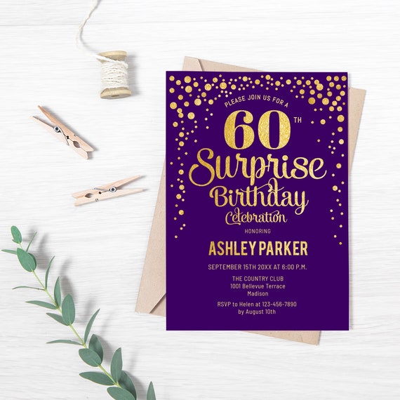 Surprise 60th Birthday Invitations Handmade 10 Personalised Vintage