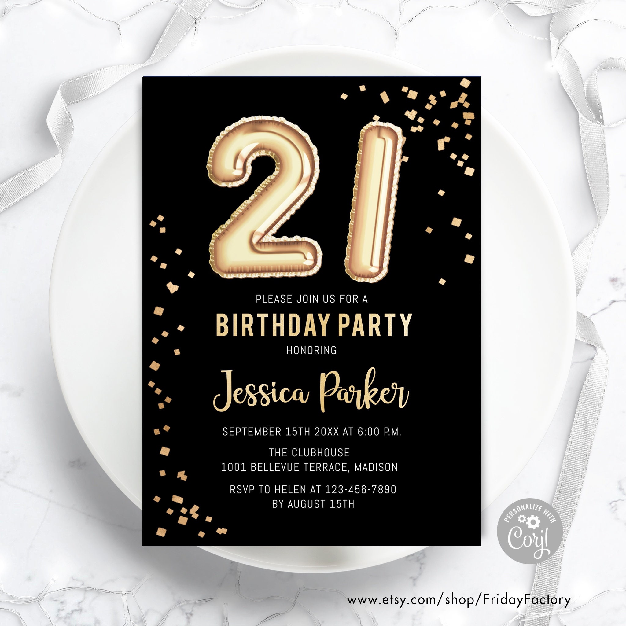 21st Birthday Party Invitation Card Big Dot Of Happiness Finally 21