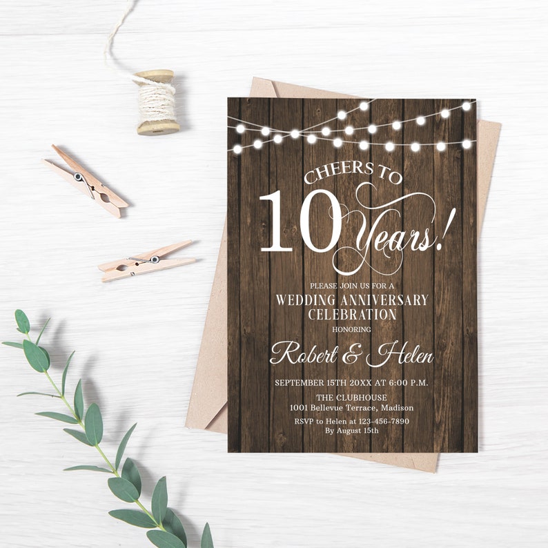 10th Wedding Anniversary Party Invitation INSTANT DOWNLOAD - Etsy
