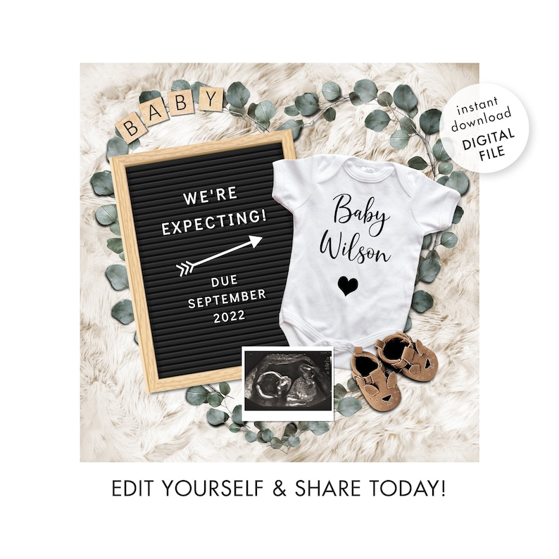 Digital Pregnancy Announcement Social Media Gender Neutral Etsy