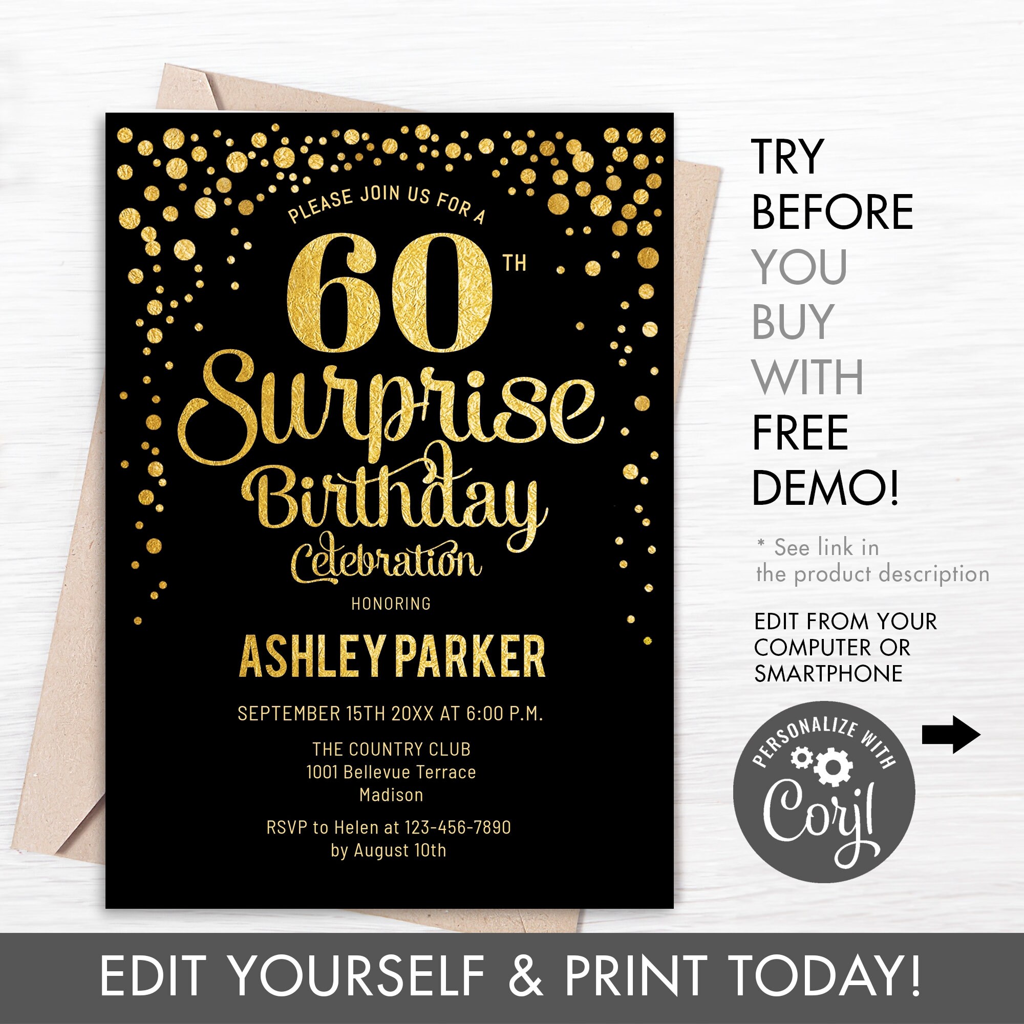 Female Teal EDITABLE 60th Birthday Invitation Adult Birthday 60th Female Teal EDITABLE 60th Birthday Invitation Adult Birthday 60th