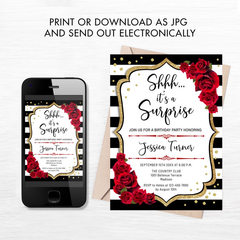 Surprise Birthday Invitation INSTANT DOWNLOAD Digital - Etsy
