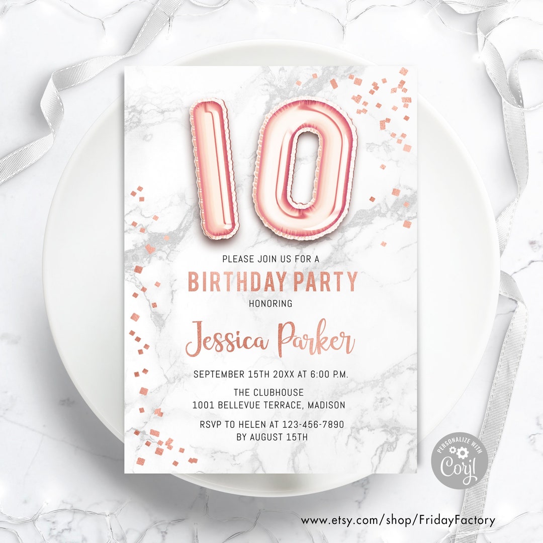 10th Birthday Party Invitation - INSTANT DOWNLOAD Digital Template ...