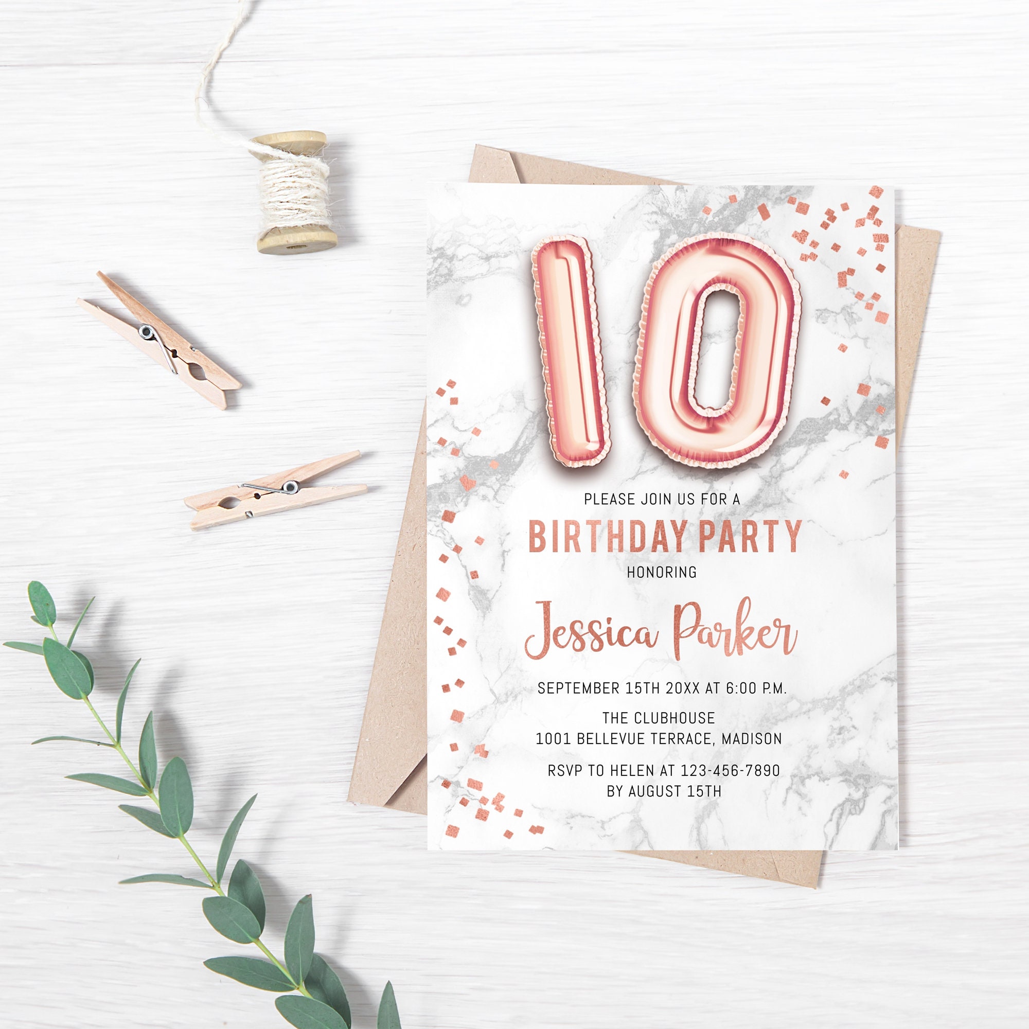10th Birthday Party Invitation INSTANT DOWNLOAD Digital | Etsy