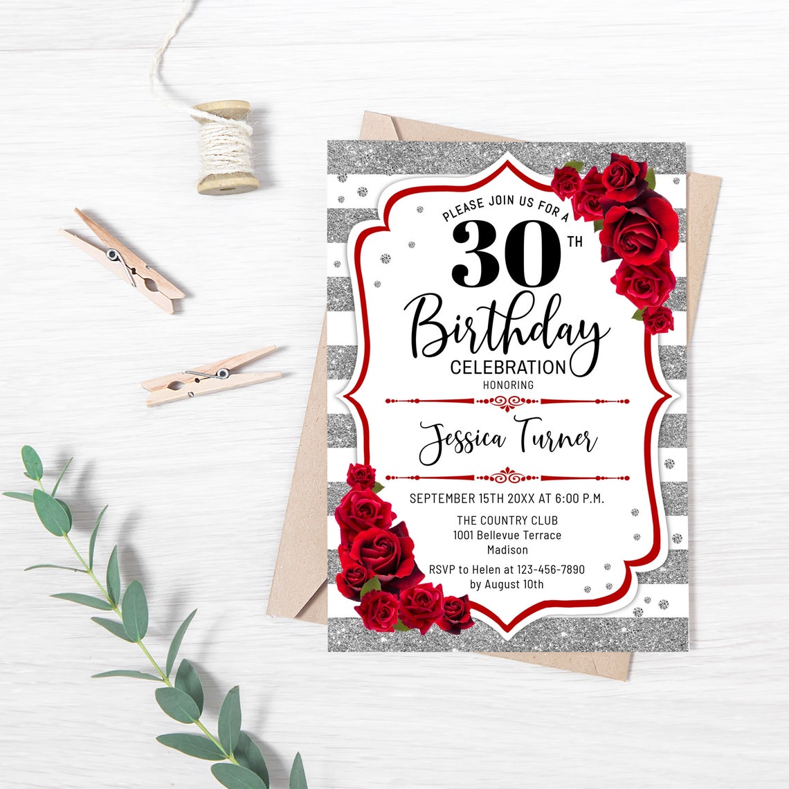 30th Birthday Invitation INSTANT DOWNLOAD Digital Template. | Etsy
