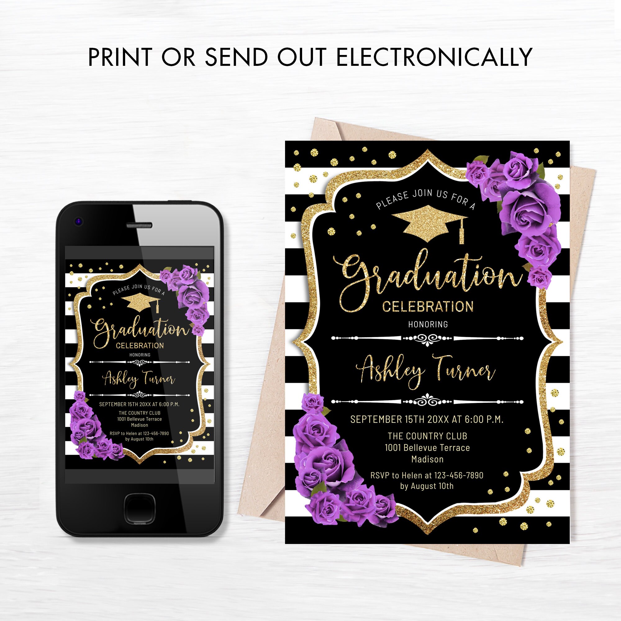 Graduation Invitation INSTANT DOWNLOAD Digital Template. - Etsy
